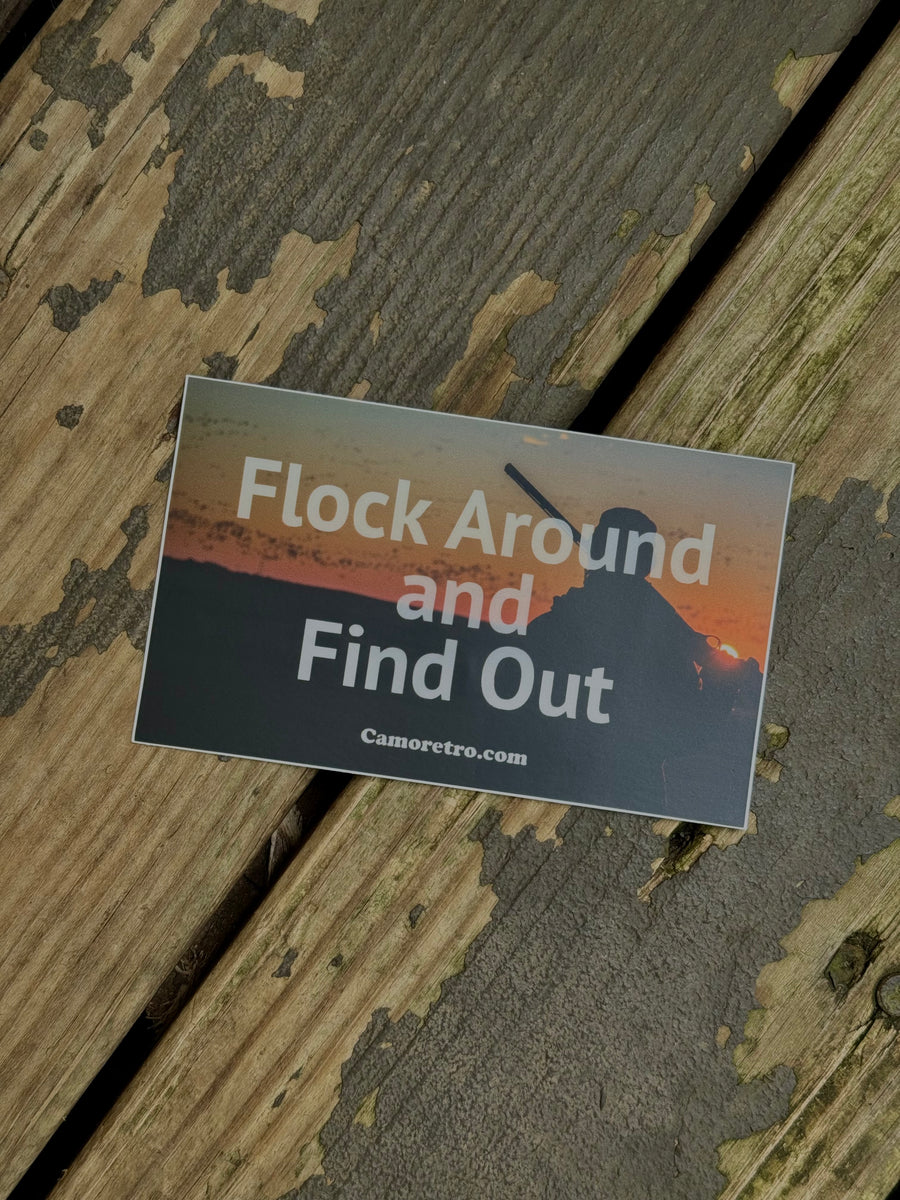 Flock Around and Find Out Camoretro Sticker (5”x3”)