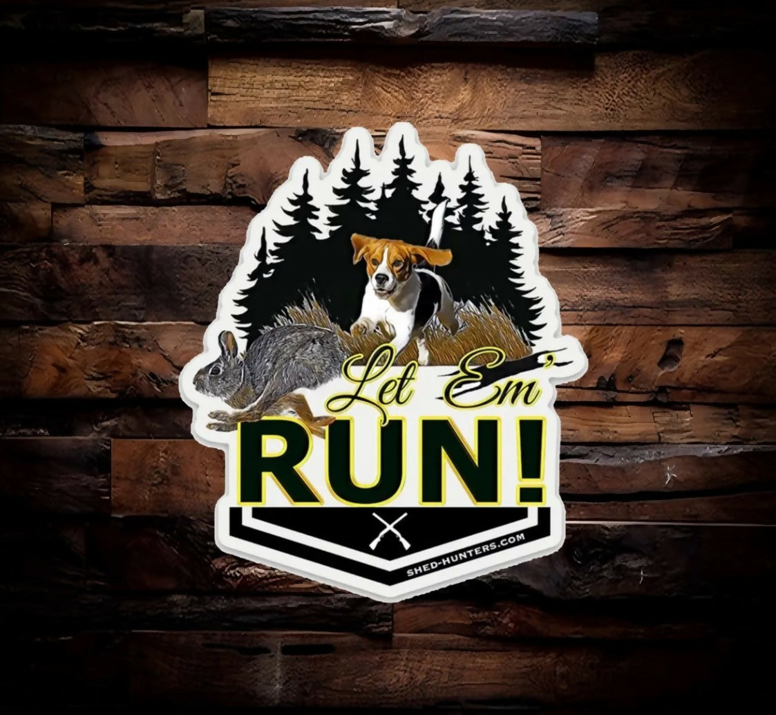 Let 'Em Run Beagle Rabbit Hunter Sticker – Camoretro
