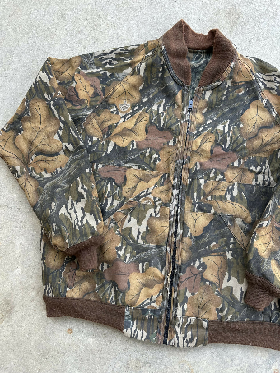 Vintage MossyOak Treestand/Fall Foliage Camo Reversible Bomber Jacket ...