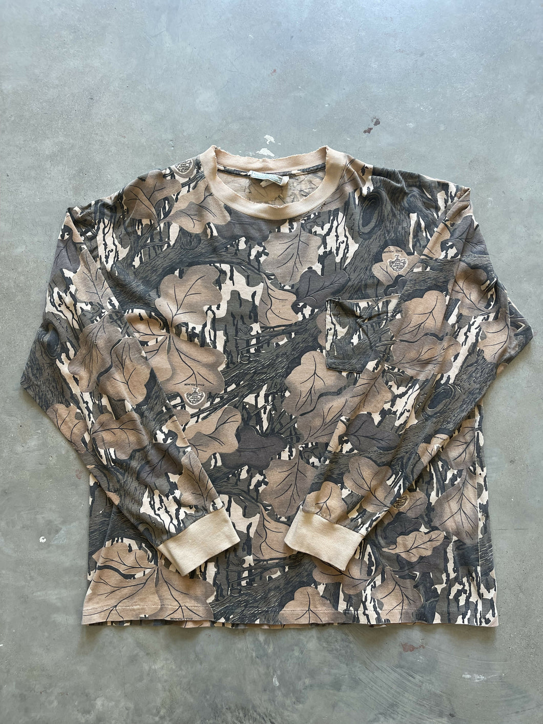 Vintage Distressed Mossy Oak Fall Foliage Camo Long Sleeve Shirt (XL ...