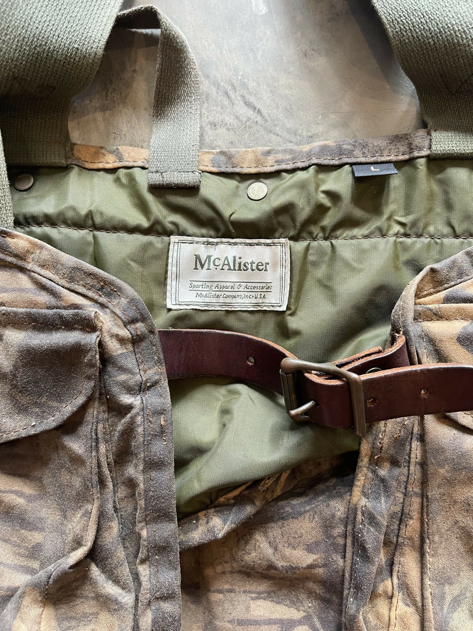90’s Vintage Mossy Oak Breakup Camo McAlister Wax Canvas Strap Vest (L ...