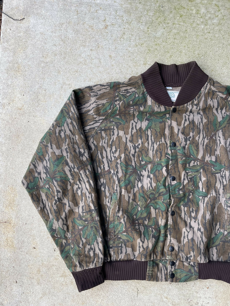 90’s Mossy Oak GreenLeaf Camo Bomber Jacket (XL) 🇺🇸 – Camoretro