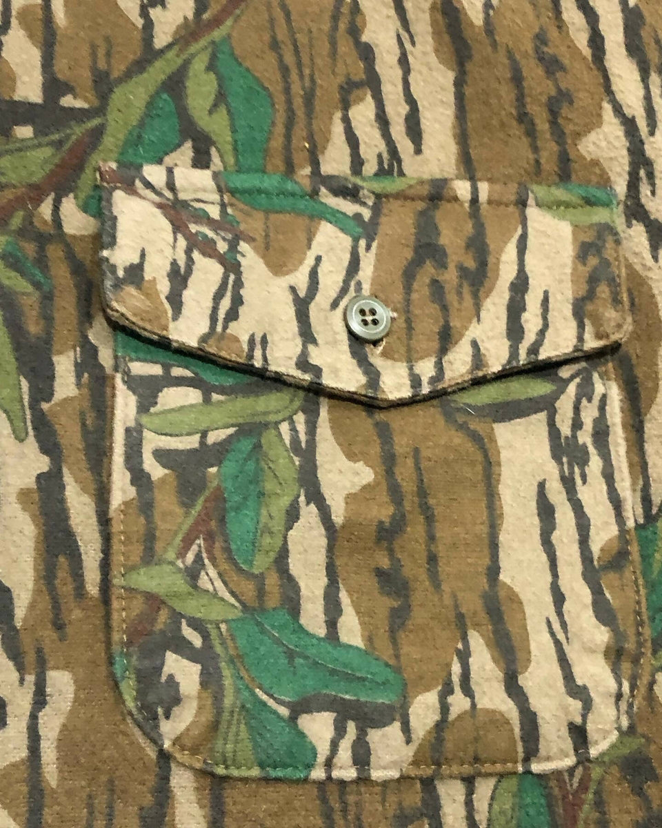 80s Mossy Oak Greenleaf Camo Button Up (L)🇺🇸 – Camoretro