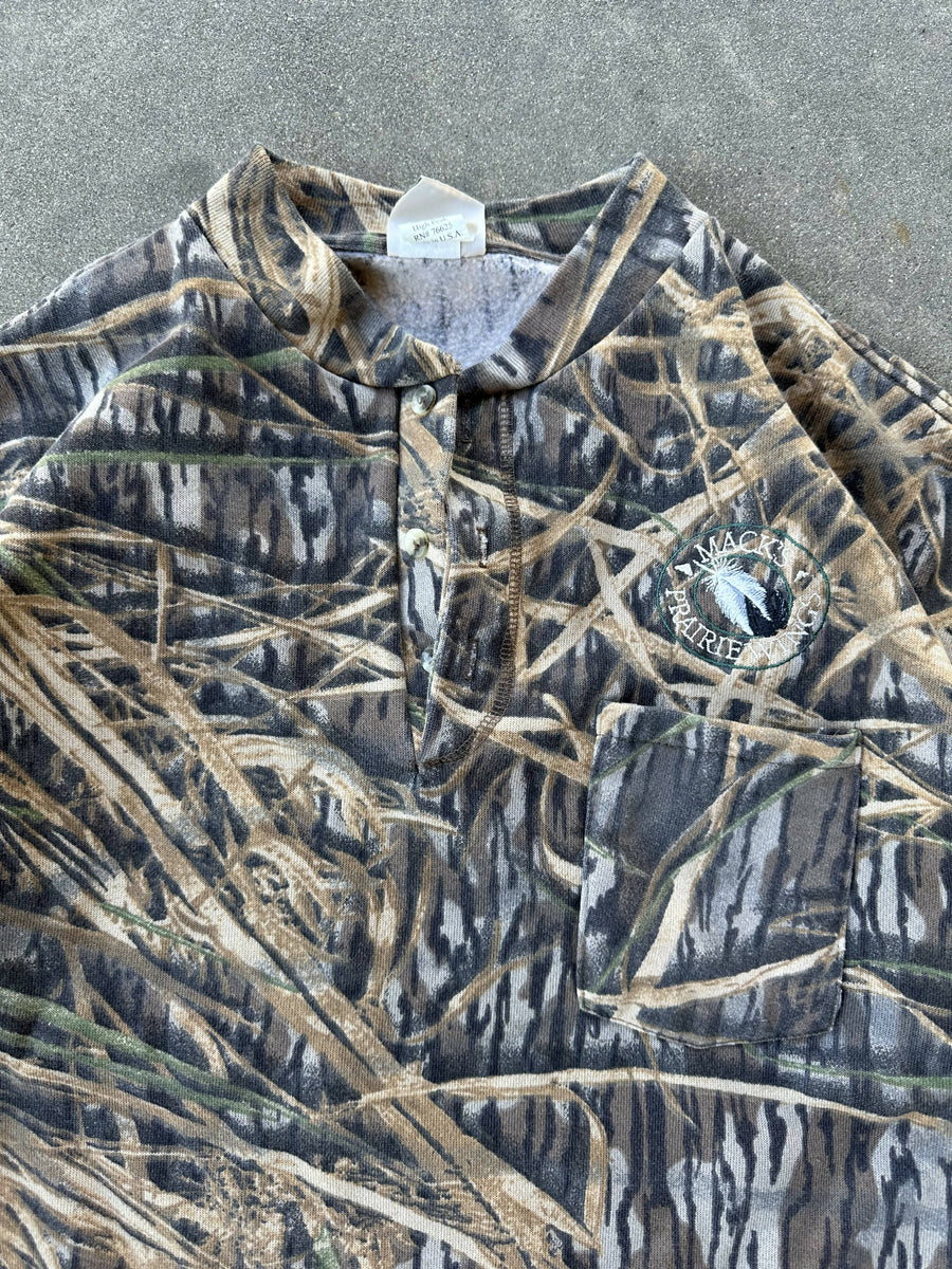 Vintage Mack’s Praire Wings Shadowgrass Camo Henley (XL) – Camoretro