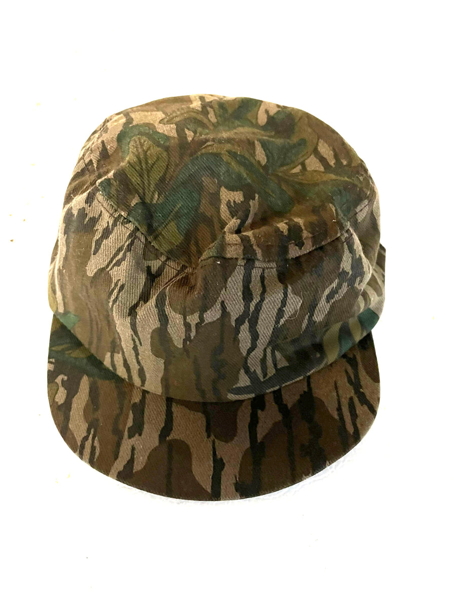 Original Mossy Oak Green Leaf Flat Top Short Bill Hat w/ Mask – Camoretro