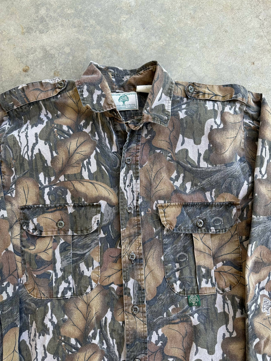Vintage Mossy Oak Fall Foliage Camo Button Up Shirt (M)🇺🇸 – Camoretro